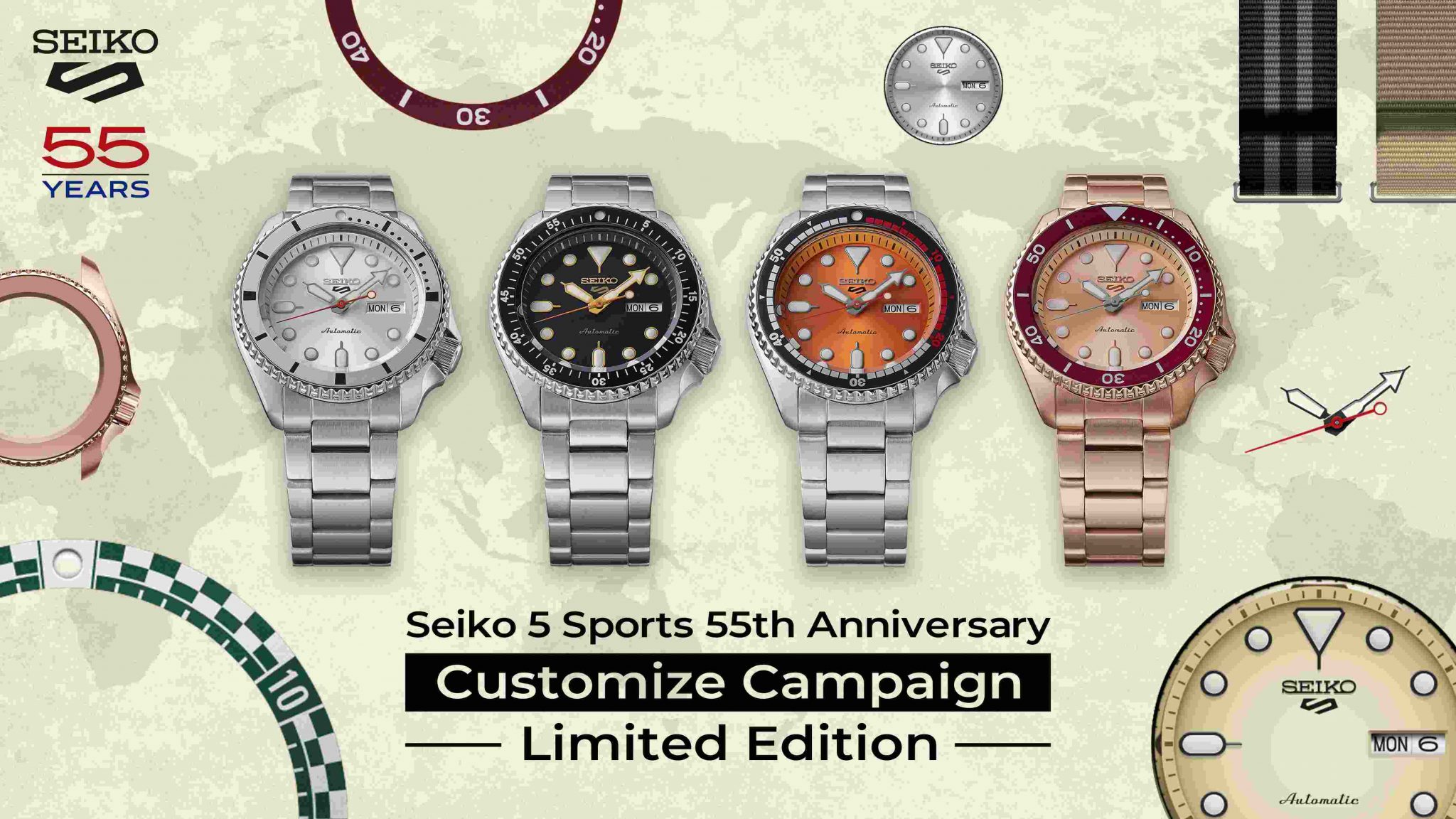 New Seiko 5 Sports 55th Anniversary Customize Campaign Limited Edition ...