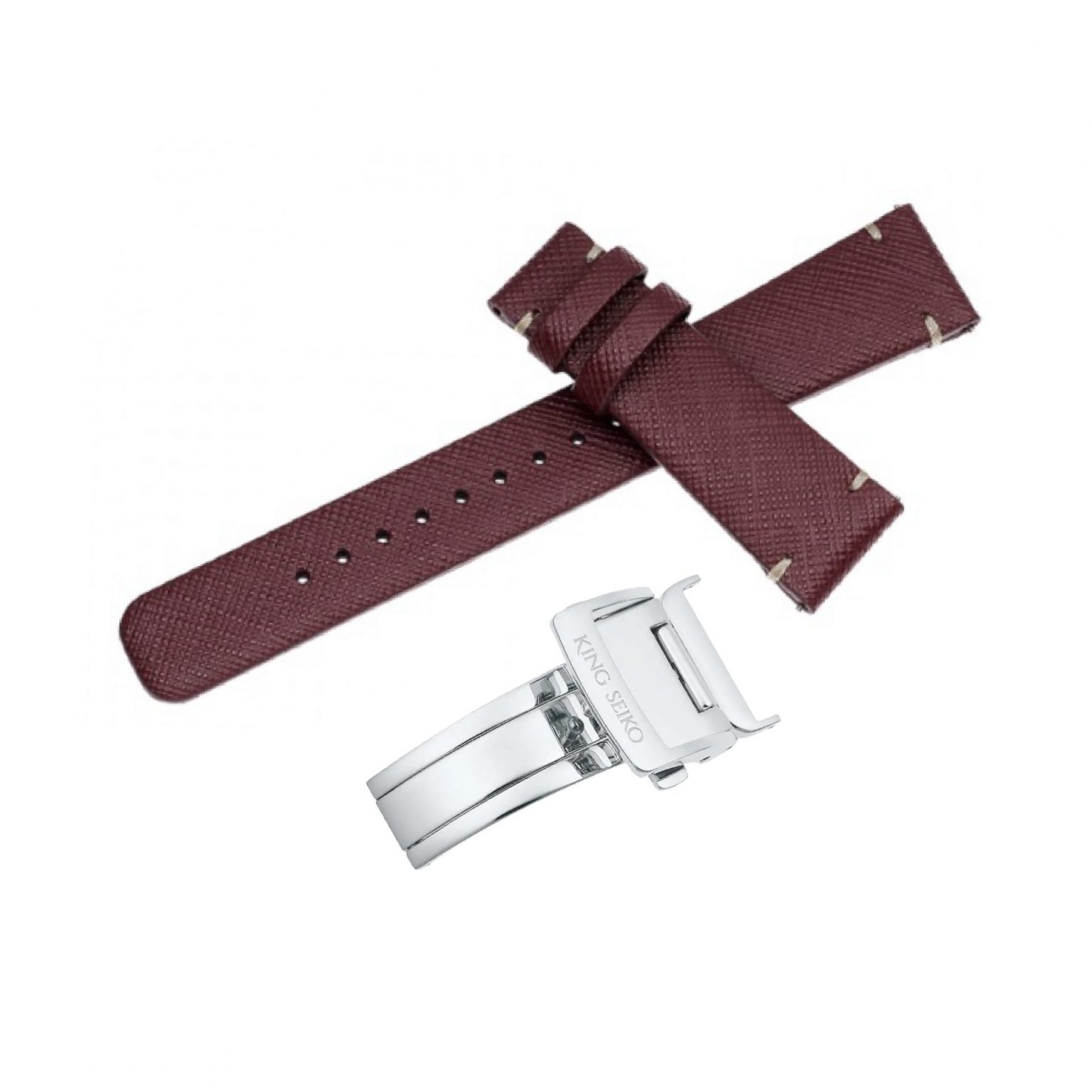 King Seiko Exclusive Strap Burgundy and Buckle