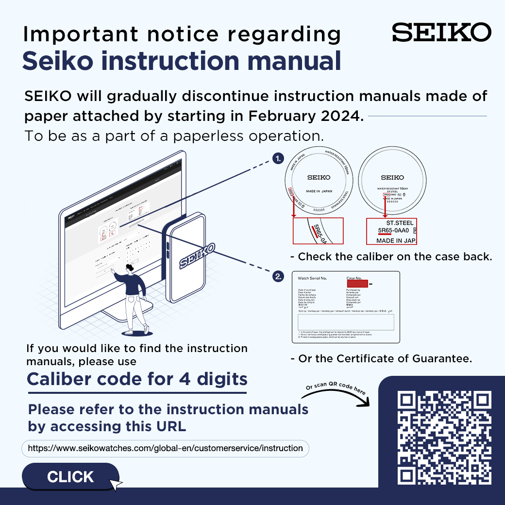 Important notice regarding SEIKO instruction manual